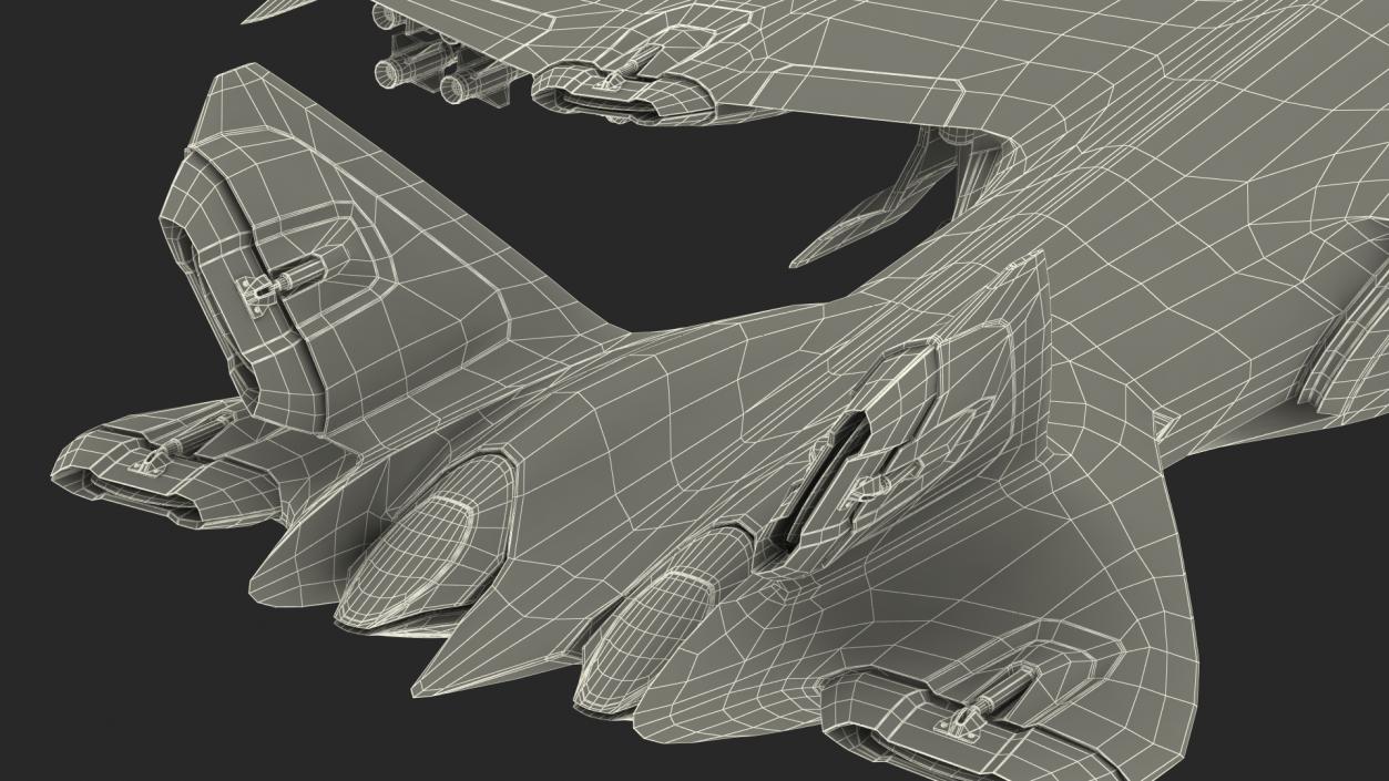 3D model Damaged Sci Fi Fighter Jet with Weapon and Chassis | 3D Molier ...