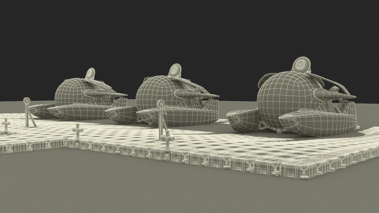 3D model Luxurious Personal Submarine Floating Pontoon Modular Rigged ...