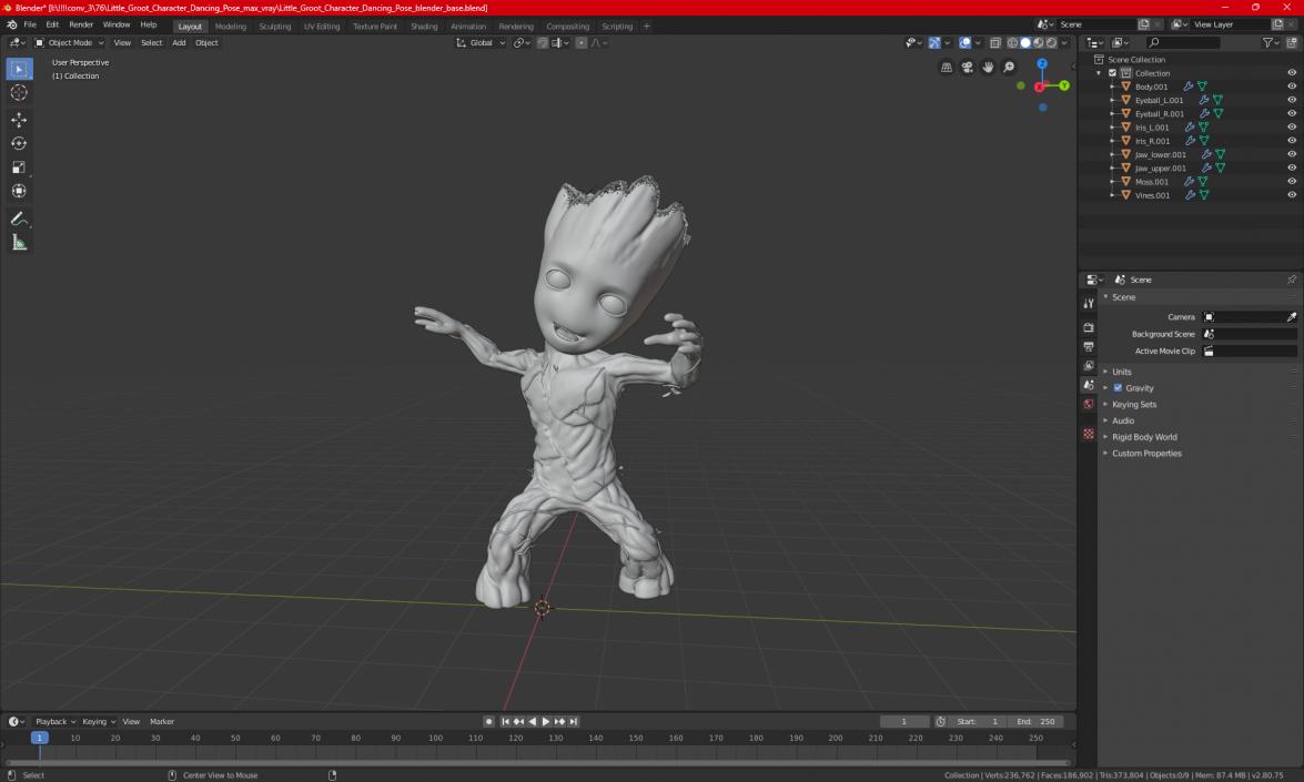 3D model Little Groot Character Dancing Pose | 3D Molier International
