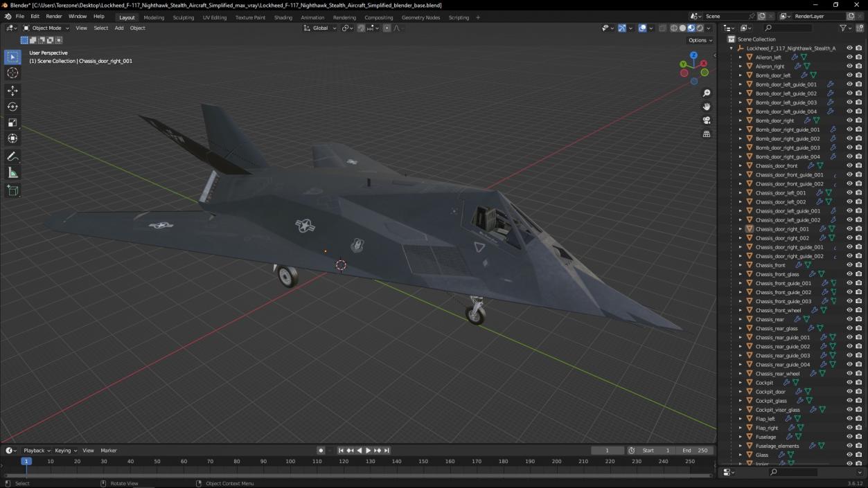 Lockheed F-117 Nighthawk Stealth Aircraft Simplified 3D | 3D Molier ...