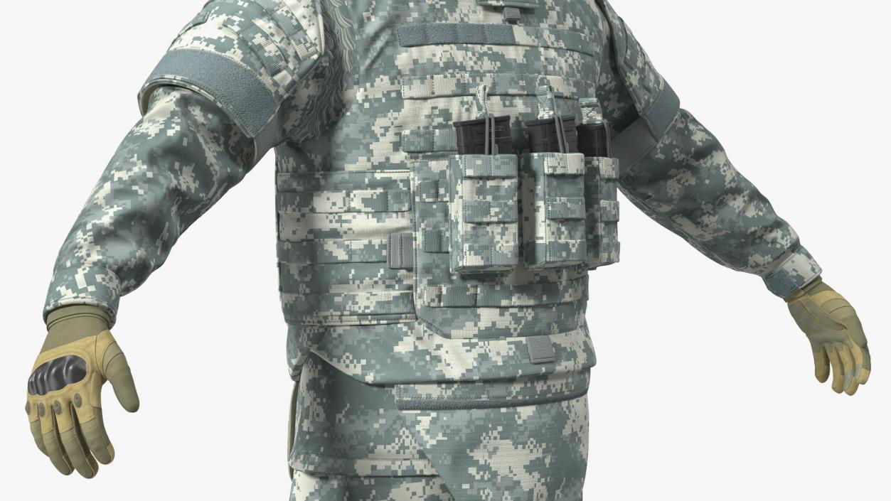 3D model Soldier in Grey Gear and Assault Rifle A-pose | 3D Molier ...