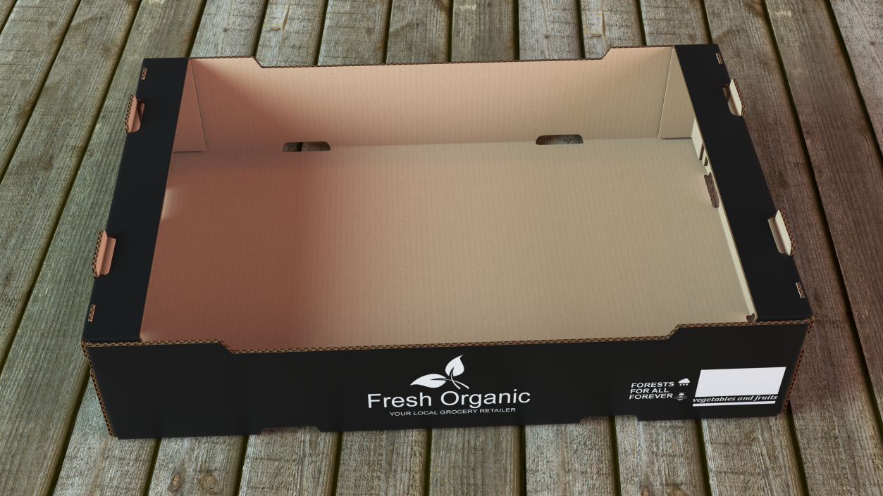 Stackable Corrugated Cardboard Fruit Tray Black 3D | 3D Molier ...