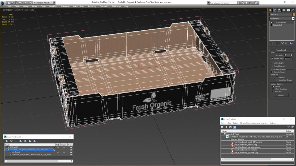 Stackable Corrugated Cardboard Fruit Tray Black 3D | 3D Molier ...